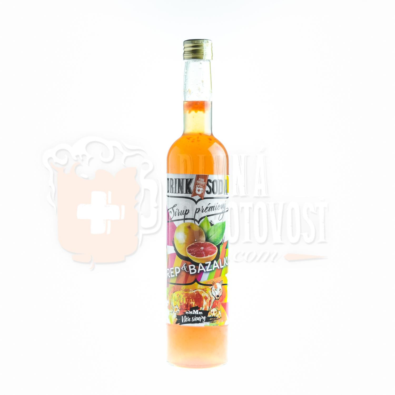 DRINKSODA sirup "Grep & Bazalka 0,5l, prírodný sirup bez konzervantov ...